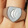 Sterling Silver Crescent Moon Signet Ring: Celestial Engraved Jewelry - Etsy