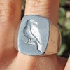 14K Solid Gold Raven Bird Signet Ring, Gold Crow Ring, Gothic Gold Ring ...