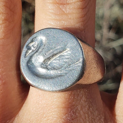 Swan Ring Wax Seal Jewelry Sterling Silver Amulet. - Etsy