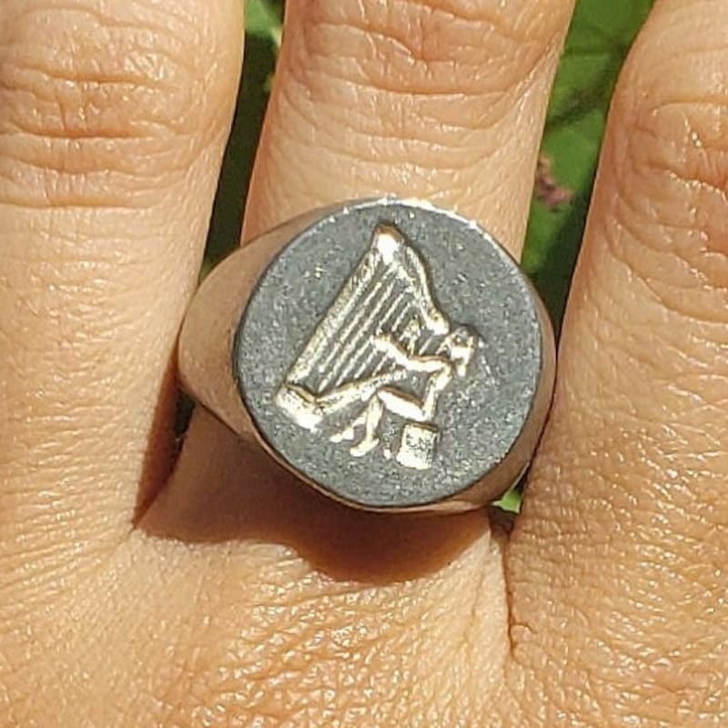 Mens Harp Ring Signet - Etsy