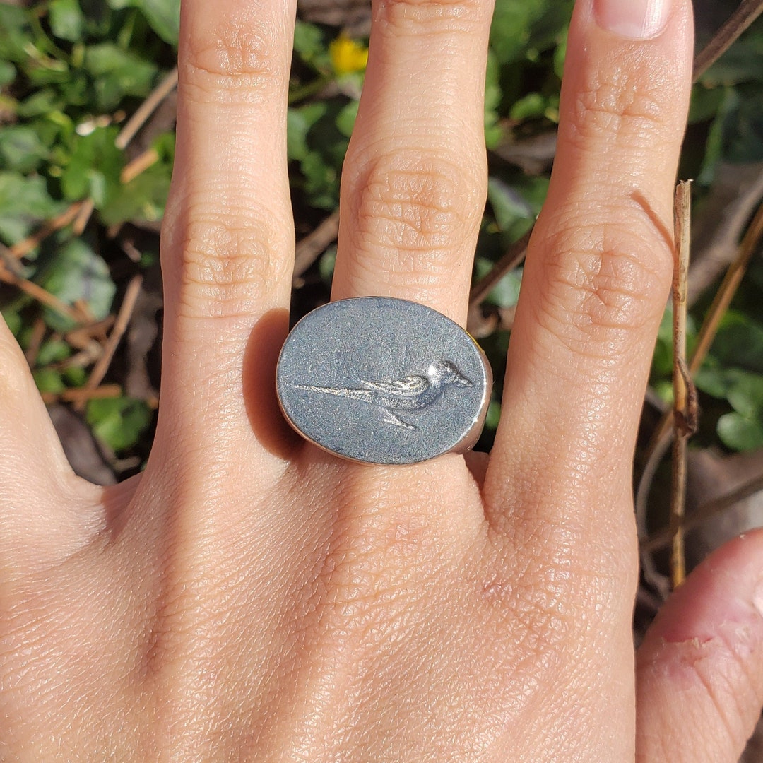 Crow Wax Seal Signet Ring - Etsy