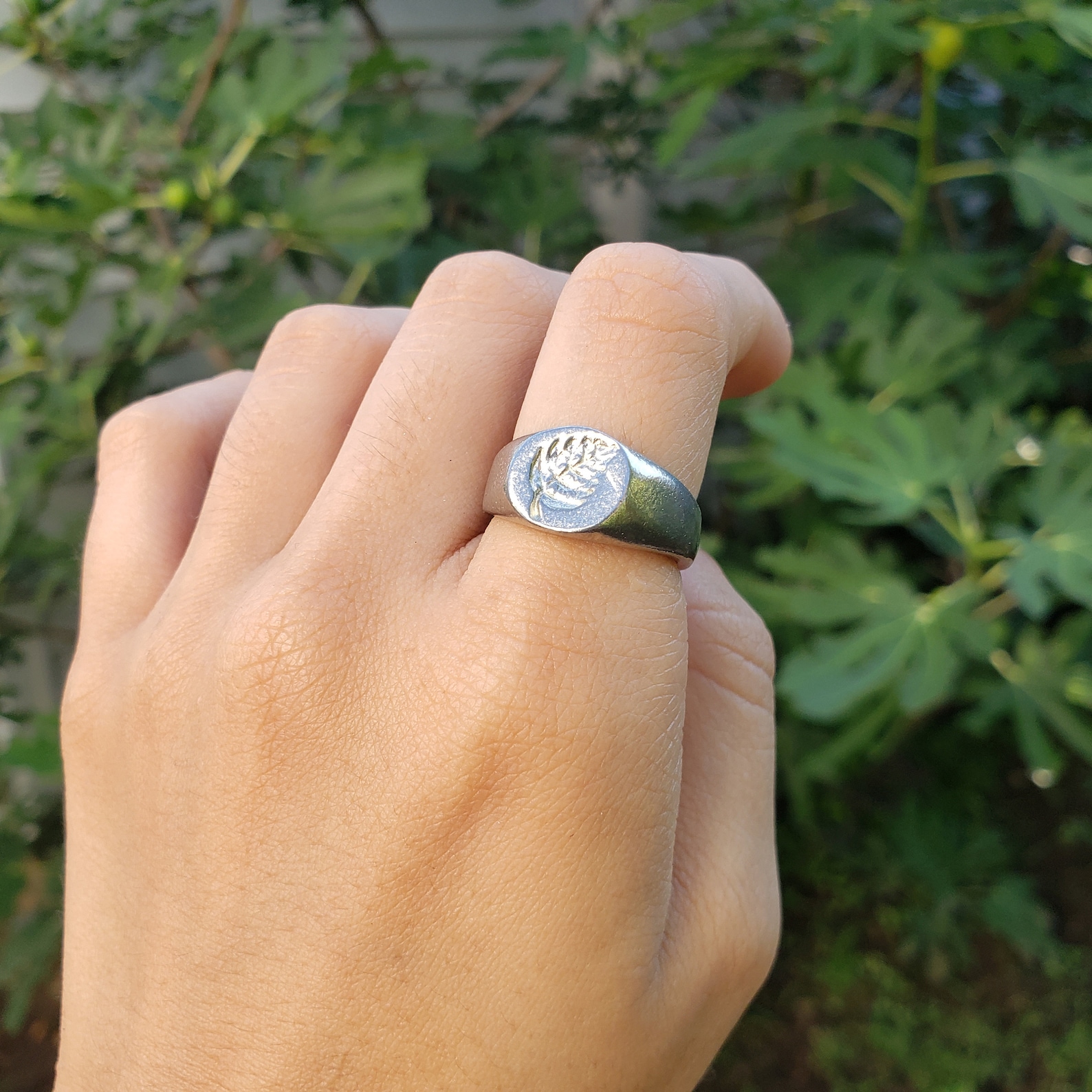 Birch leaf wax seal signet ring | Etsy