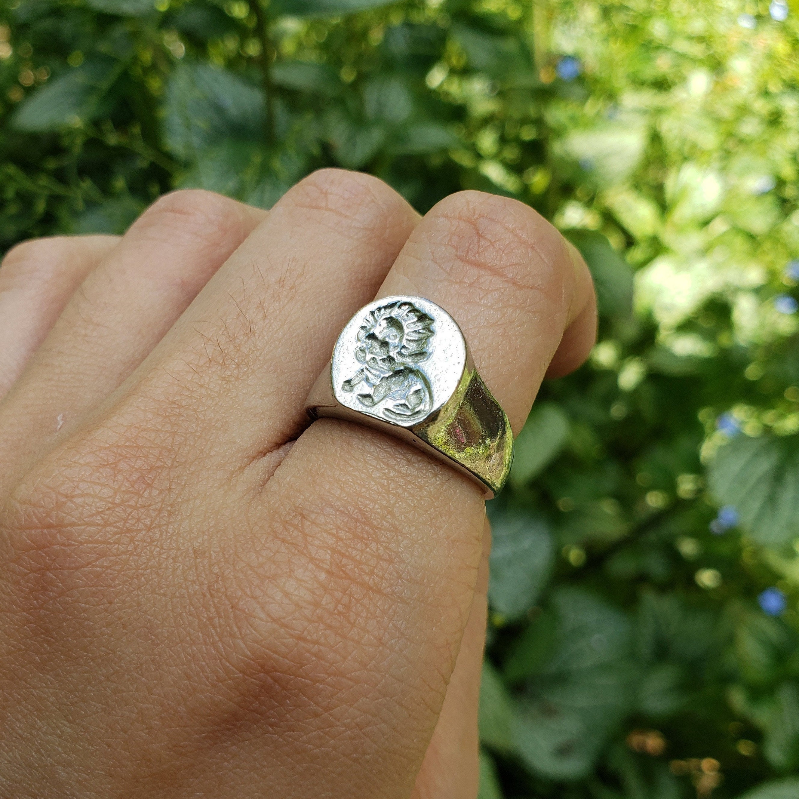 Lion wax seal signet ring | Etsy