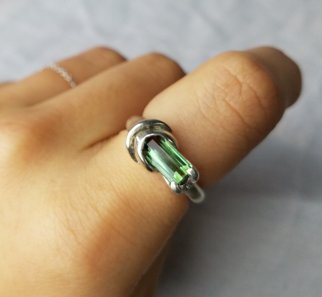 Floral Bell Green Tourmaline Sterling Silver Ring - Etsy