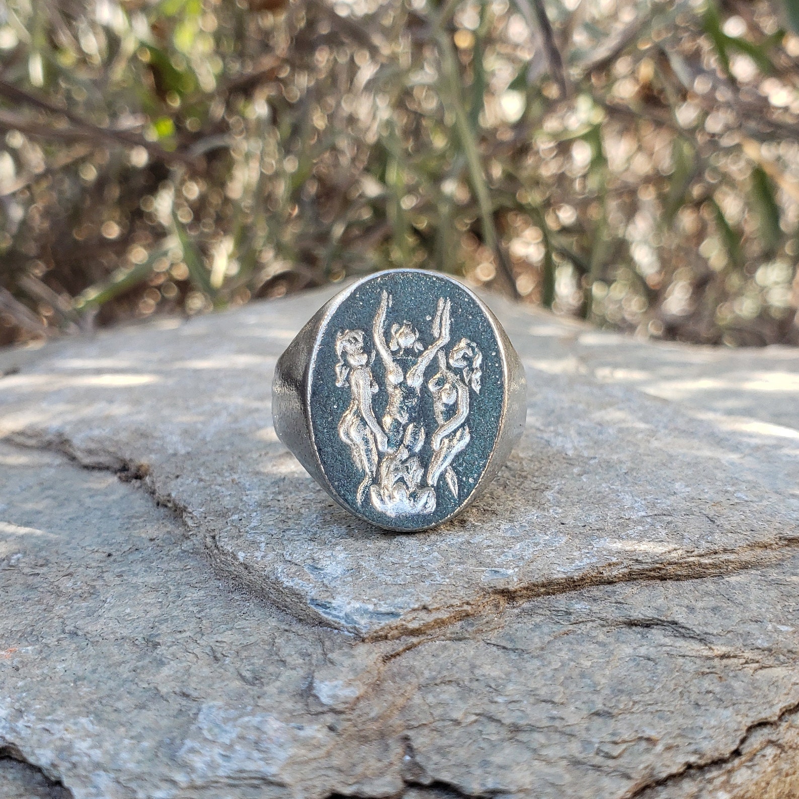 Three Fates Fire Dance Wax Seal Signet Ring - Etsy