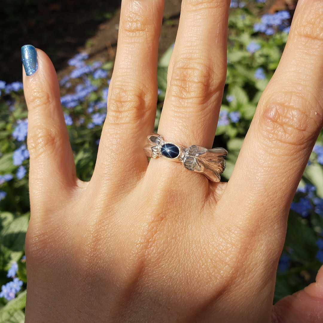 Blue Star Sapphire Back Bend Ring - Etsy