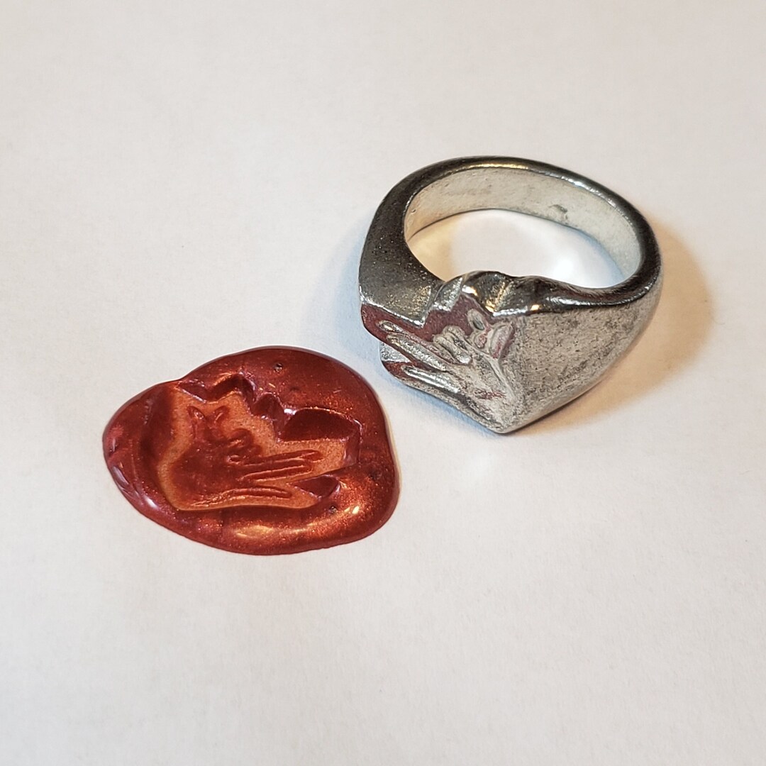 Fox Shadow Puppet Wax Seal Signet Ring - Etsy