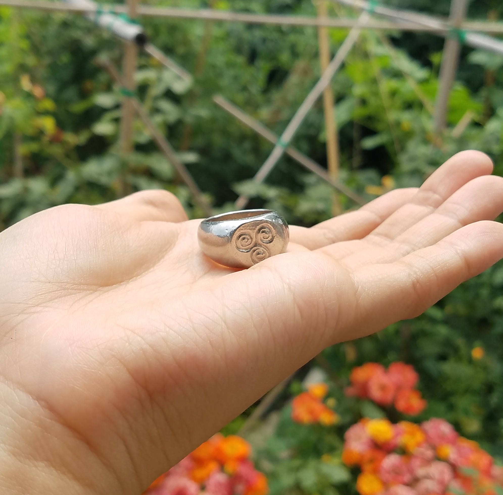 Pictish Spiral Wax Seal Signet Ring - Etsy
