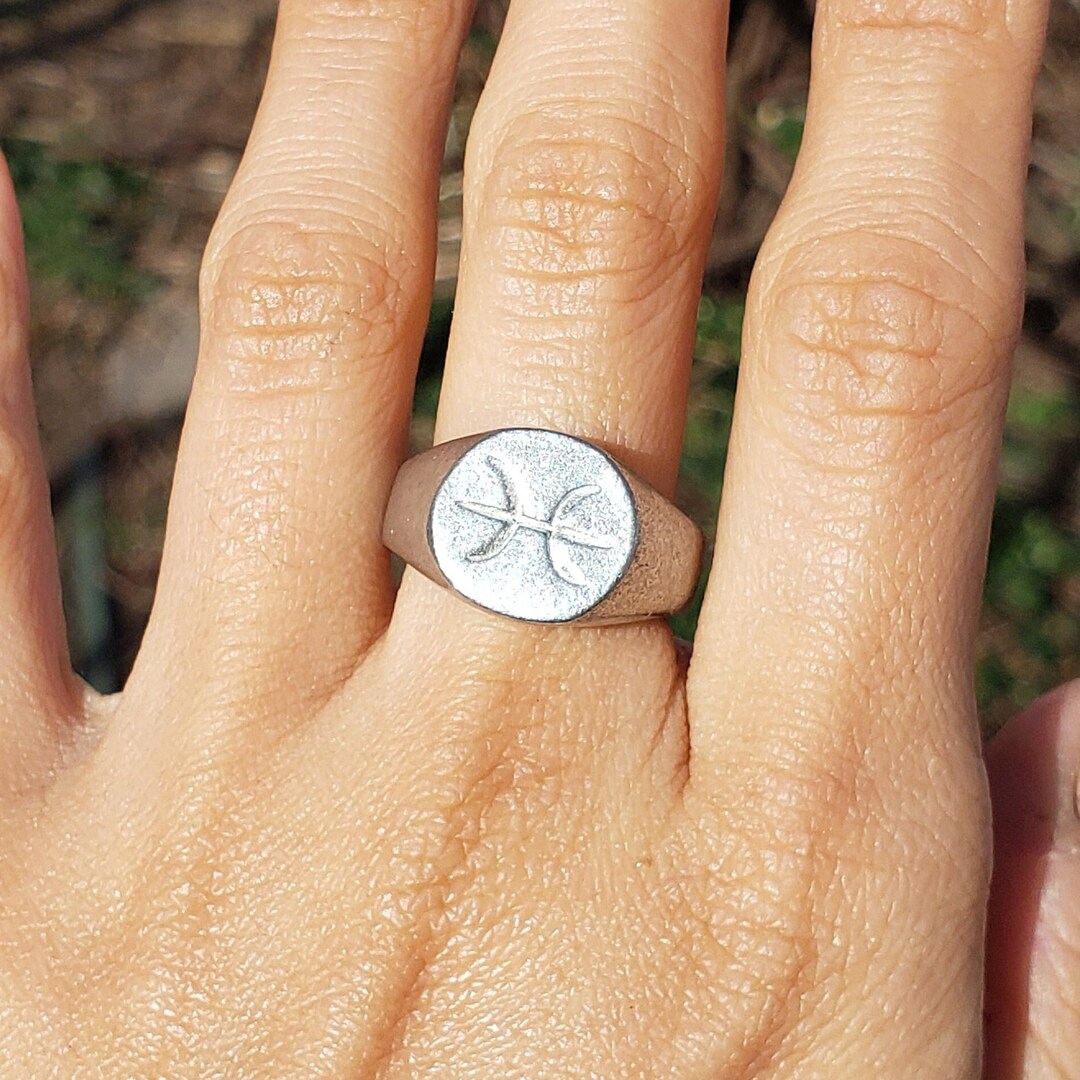 Pisces Sign Wax Seal Signet Ring - Etsy