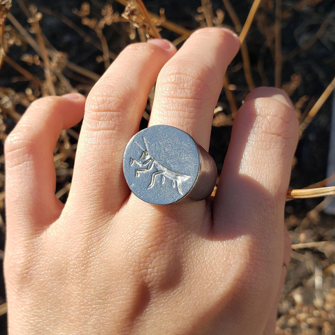 Praying Mantis Wax Seal Signet Ring - Etsy
