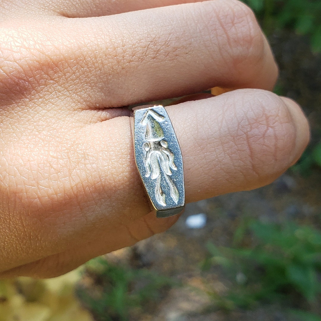 Giant Squid Wax Seal Signet Ring - Etsy