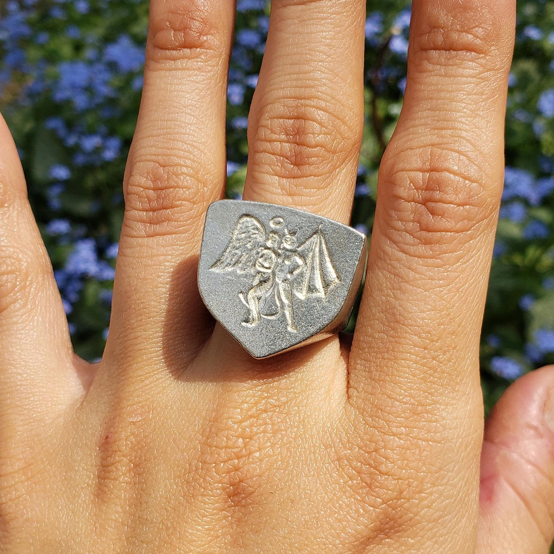 Angel Devil Friend Wax Seal Signet Ring - Etsy
