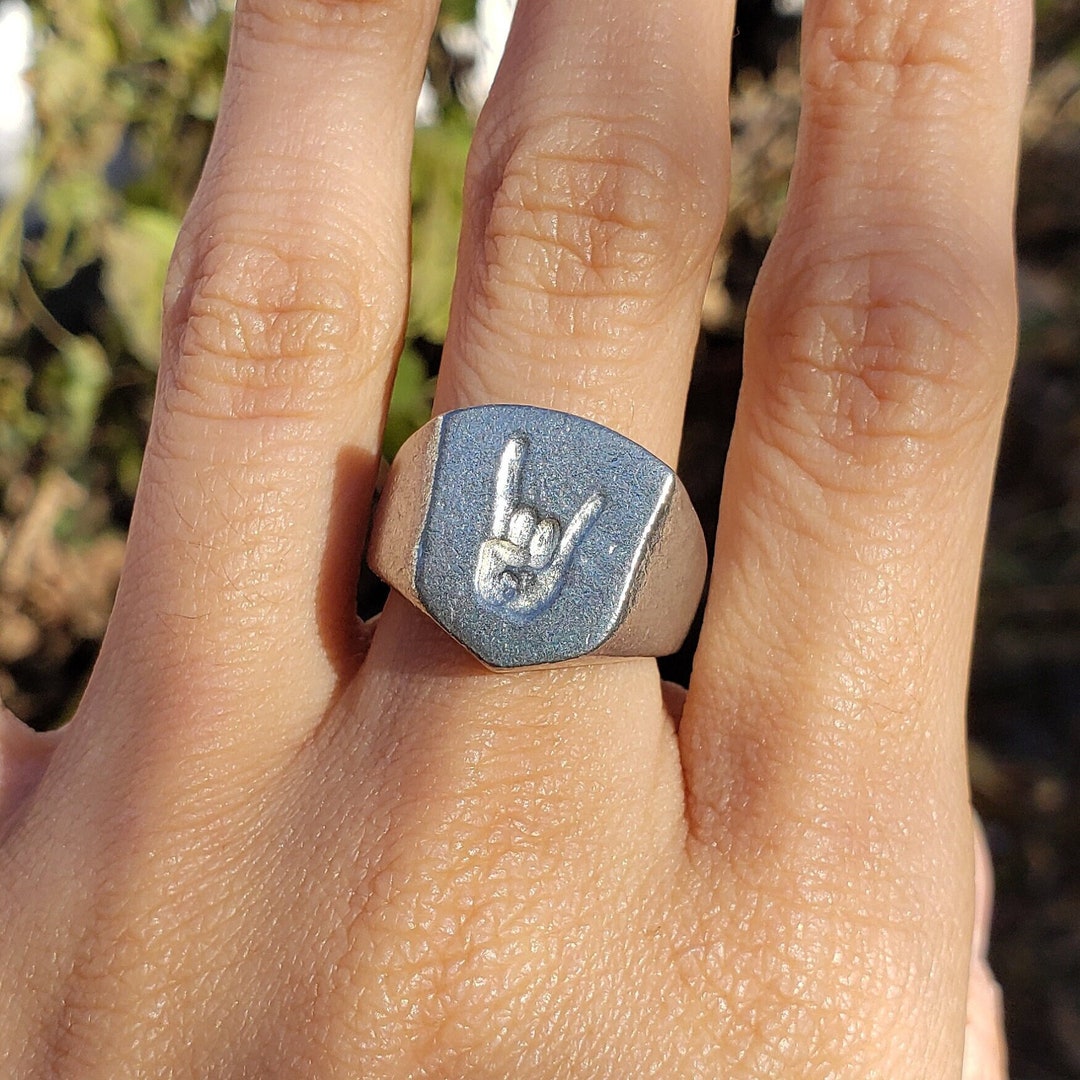 Hand Horn Wax Seal Signet Ring - Etsy