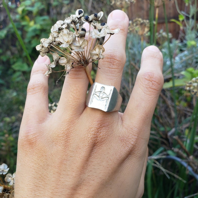 Body Letter h Squat Wax Seal Signet Ring - Etsy