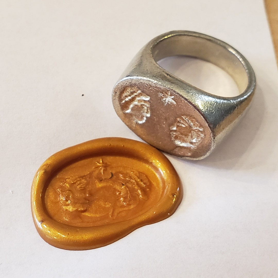 Medieval Wedding Wax Seal Signet Ring - Etsy