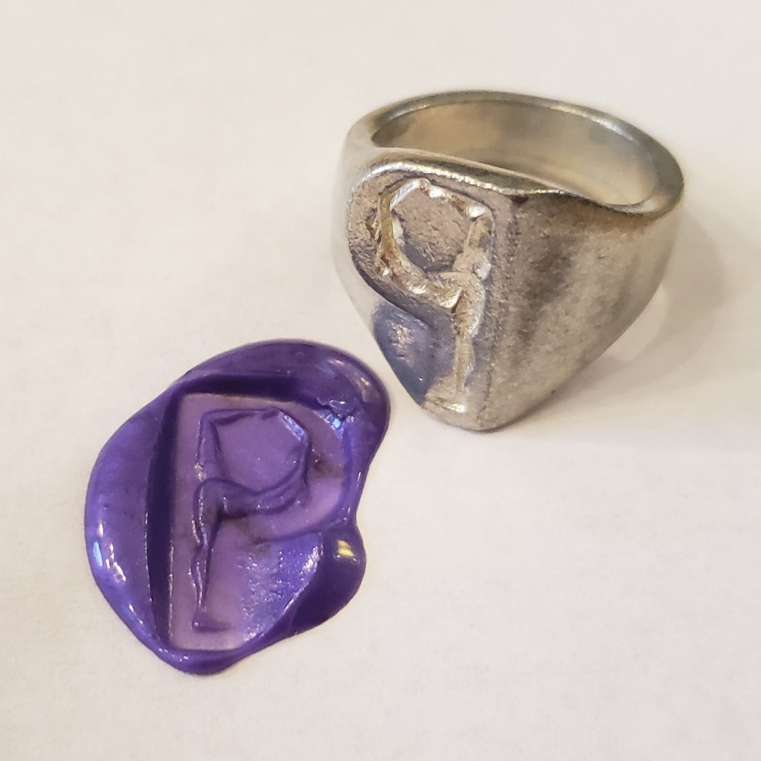 Body Letter "p" Bend Wax Seal Signet Ring - Etsy