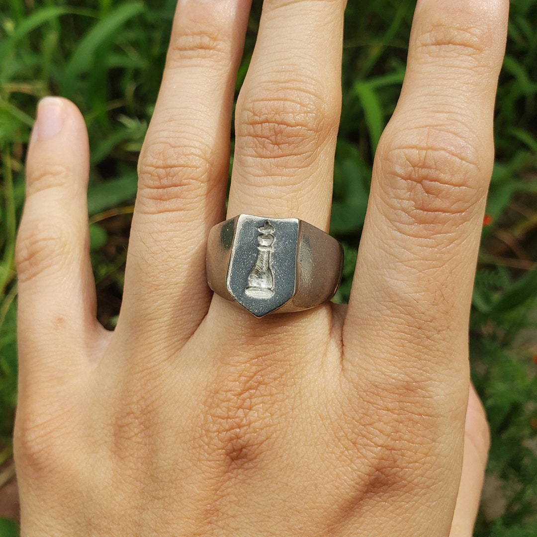 King Chess Piece Wax Seal Signet Ring - Etsy