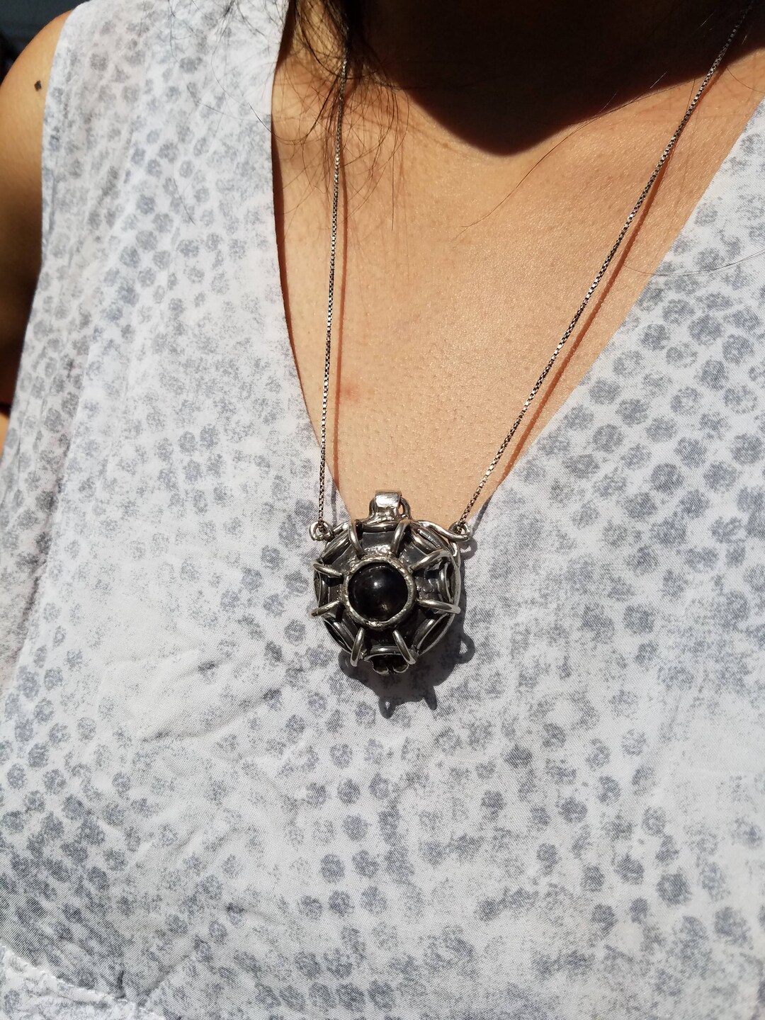 Black Sapphire Rustic Silver Locket - Etsy