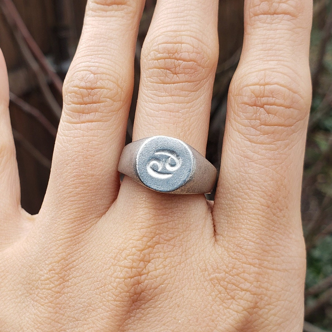 Cancer Sign Wax Seal Signet Ring - Etsy