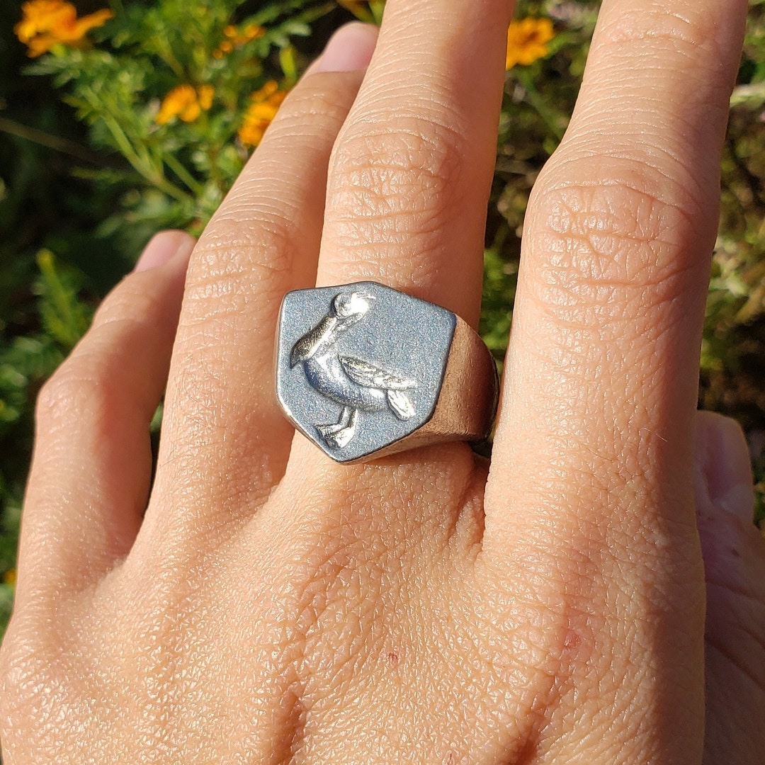 Pelican Wax Seal Signet Ring - Etsy