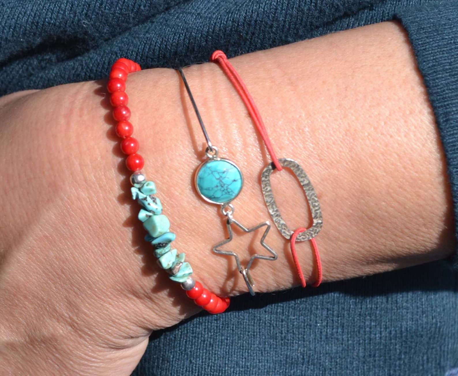 Red Coral Bracelet, Turquoise Bracelet, Silver Bracelet, Coral Red ...