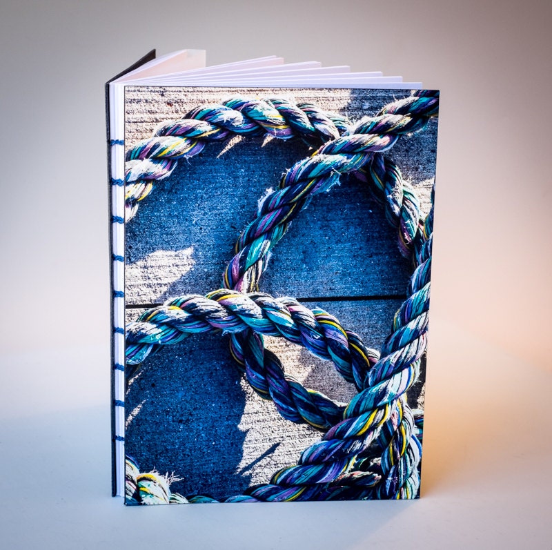 COLORFUL ROPE | small handmade coptic bound blank book diary journal ...
