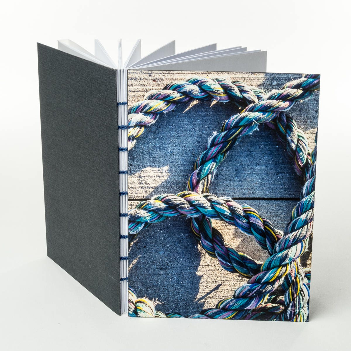 COLORFUL ROPE | small handmade coptic bound blank book diary journal ...