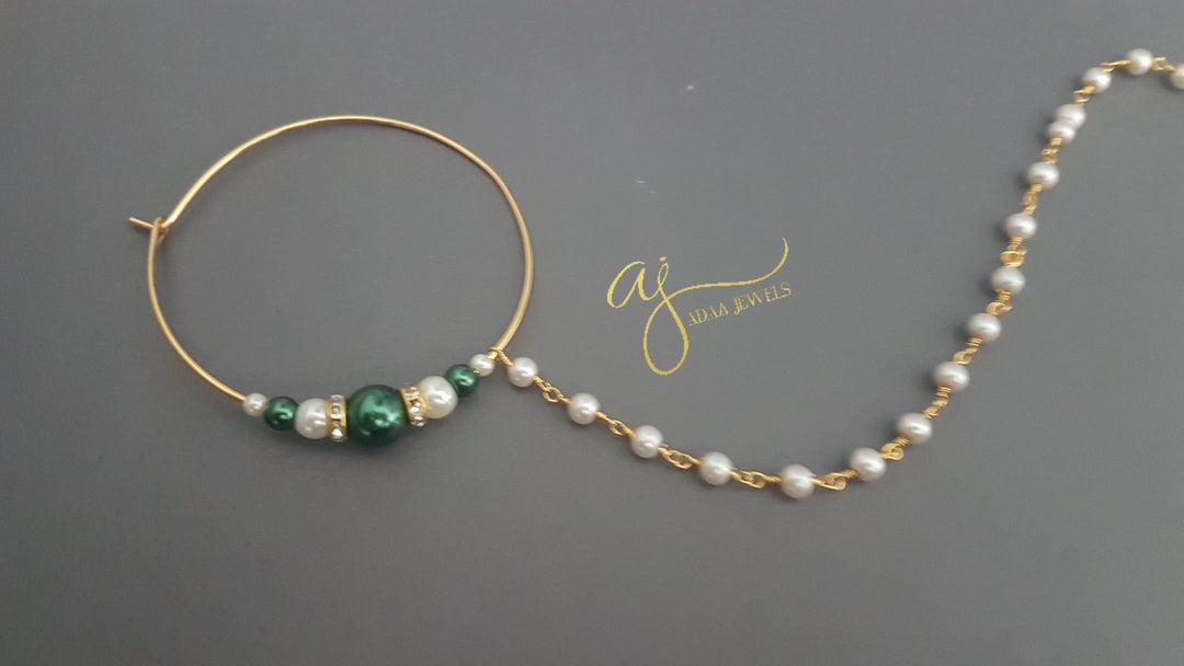 Indian Jewelry Nose Ring Nath Gold Plated Chain Sabyasachi Adaa Jewel ...