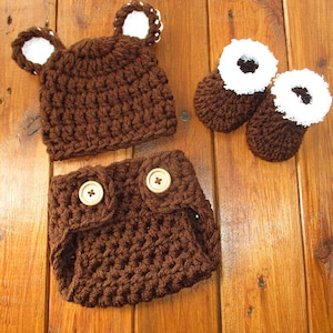 Crochet Newborn Baby Bear Outfit Set Baby Bear Hat Bear Outfit for ...