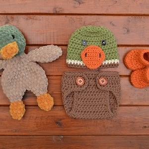 Baby Duck Outfit, Duck Snuggler, Crochet Duck Outfit, Baby Mallard Duck ...