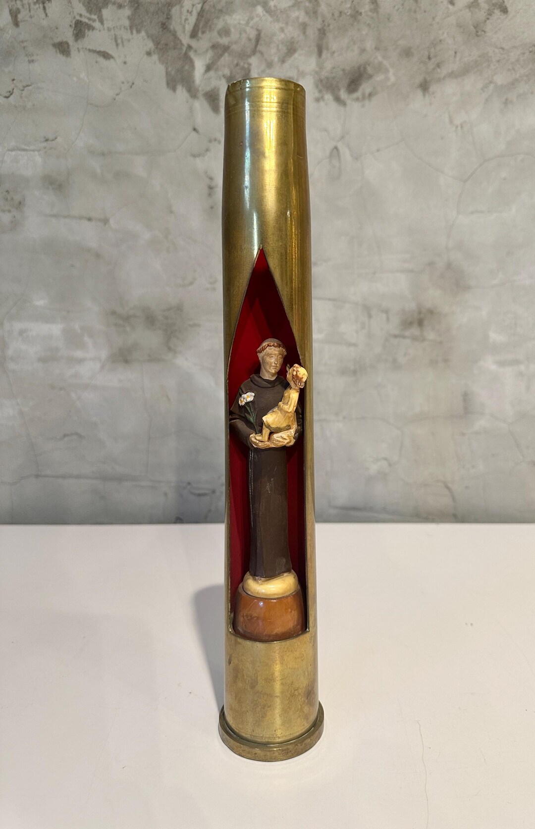 Antique Religious Figure of Saint Anthony in Brass Shell Case Trench ...