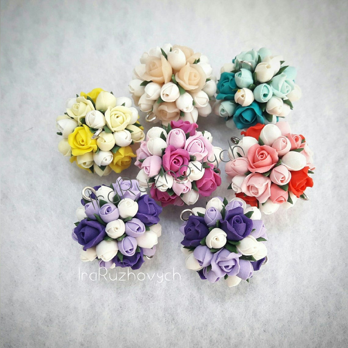 Polymer Clay Jewelry Handmade Flowers Set Etsy