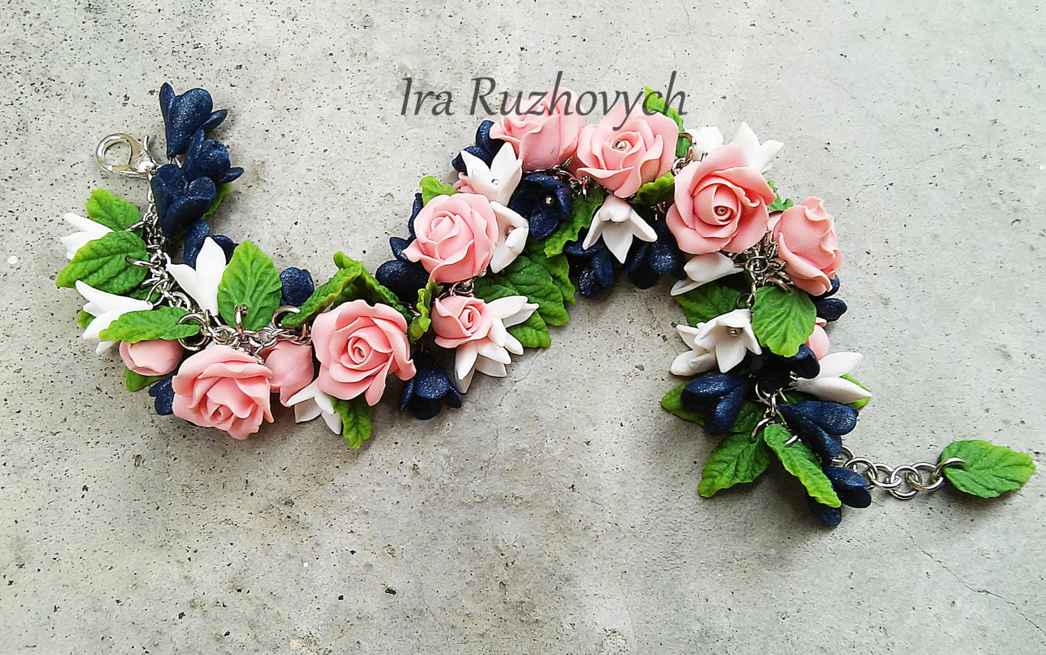 Polymer Clay Jewelry Flower Charm Bracelet Handmade | Etsy