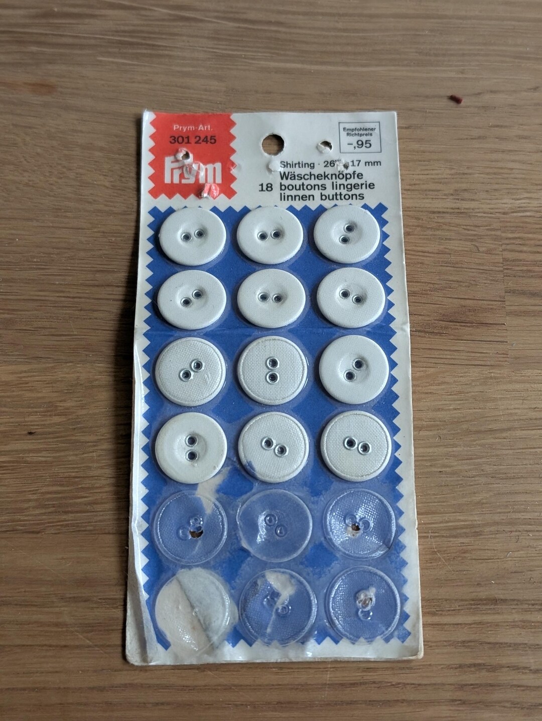 Vintage Prym Buttons 12 on Card - Etsy