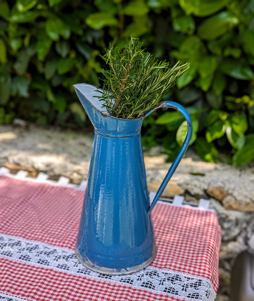 Large French Enamel Pitcher - Etsy