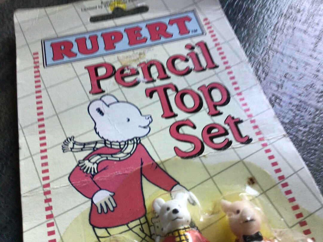 Vintage Rupert Pencil Topper Set - Etsy