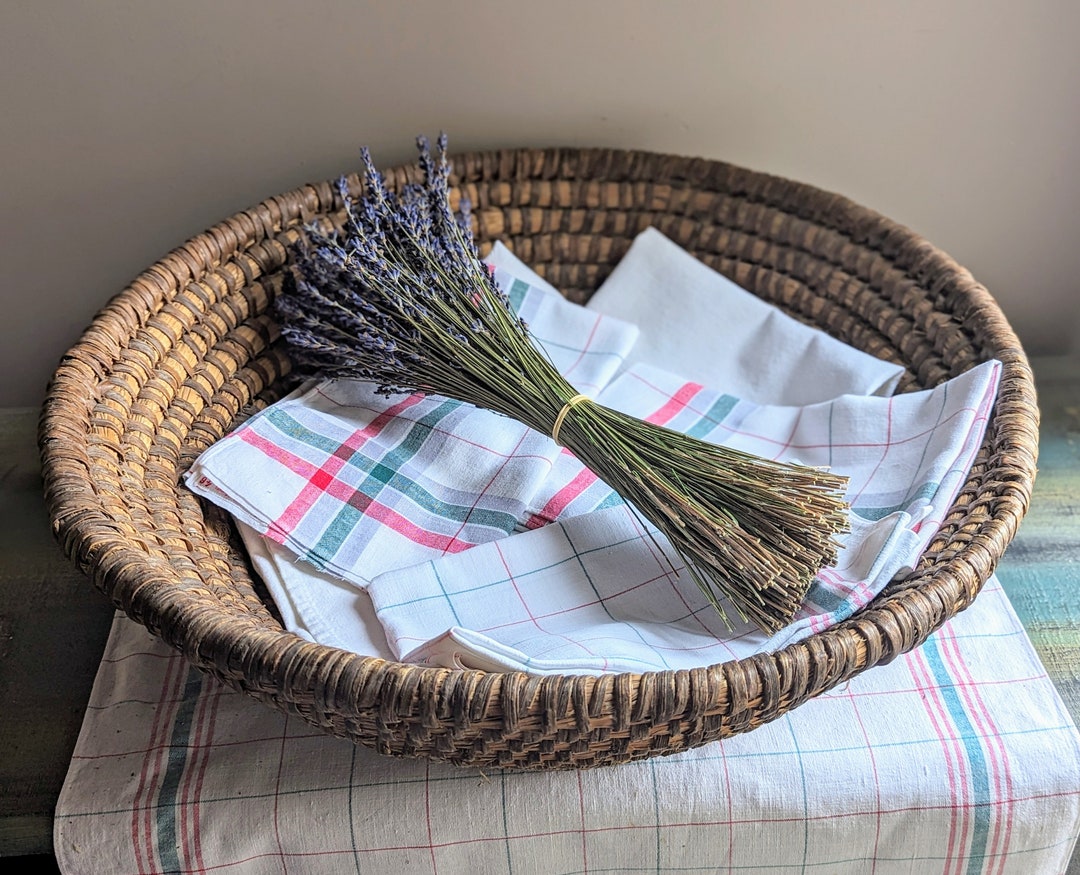 Large French Antique Woven Straw Basket - Etsy