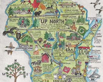 Wisconsin State Wall Map Large Print Poster 24wx30h - Etsy