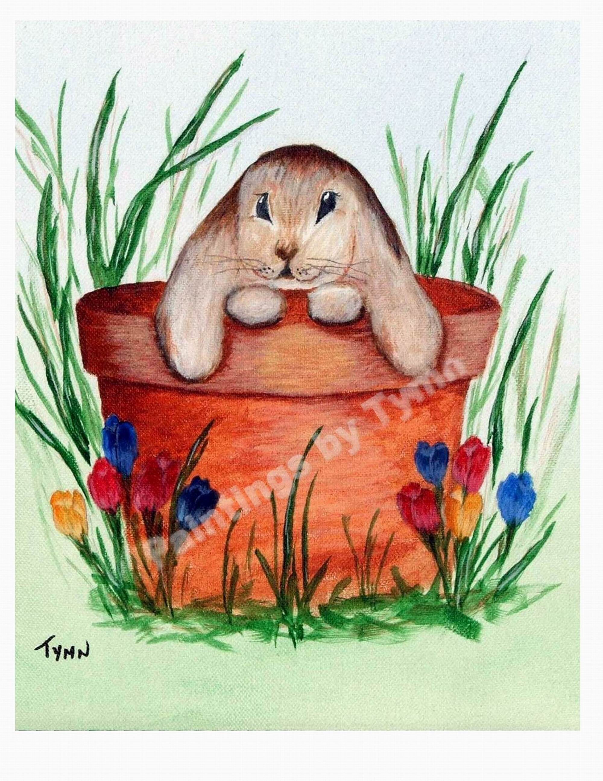 Paintings by Tymn - Bunny in a Pot - Digital Download - Etsy