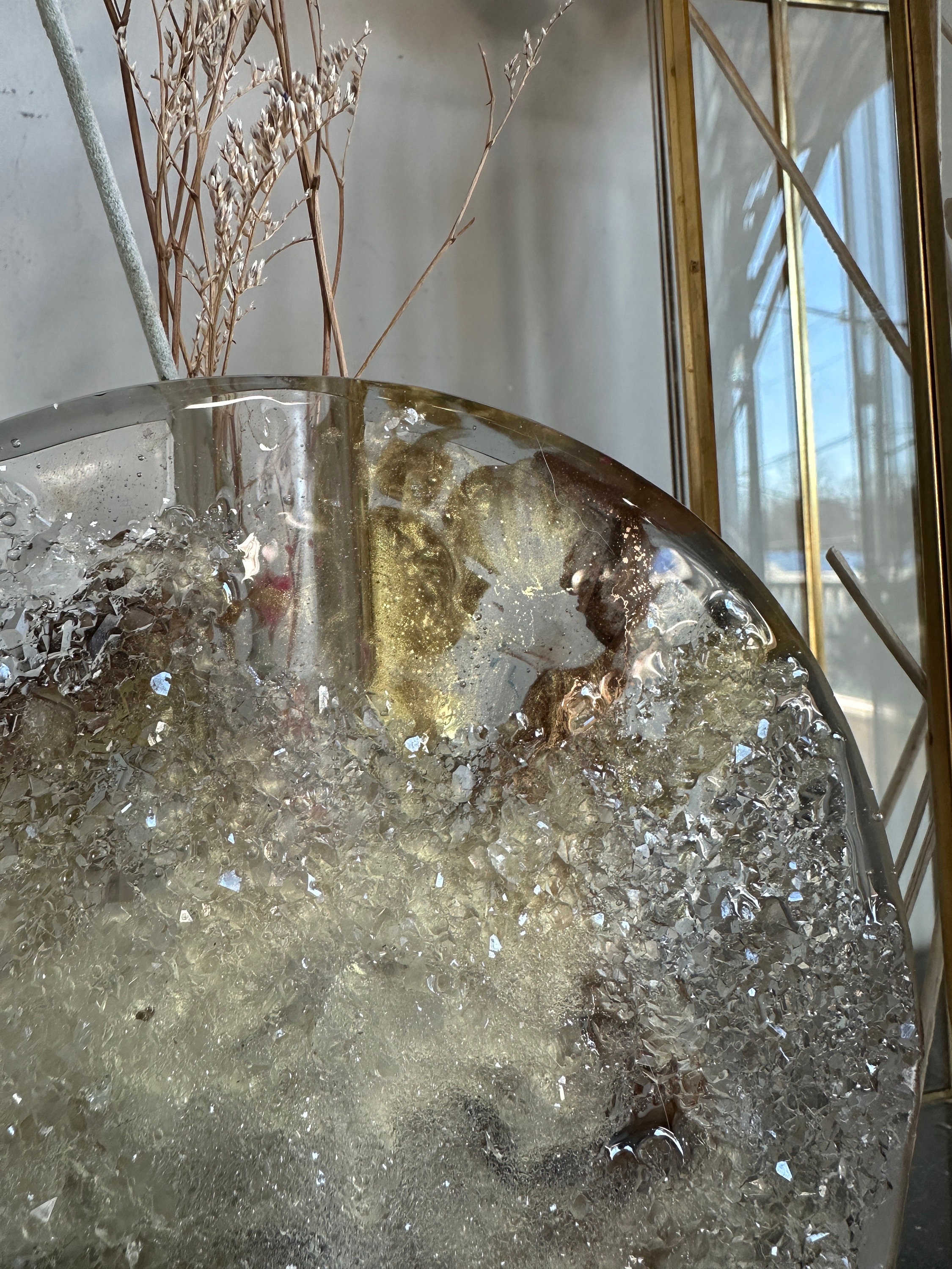 Crystal Gold Bronze Resin Round Druzy Propagation Vase, 8 - Etsy