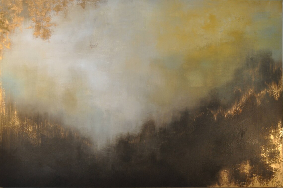 Large Gold Leaf Landscape Painting - "golden Gift" in 48" X 72" - Etsy