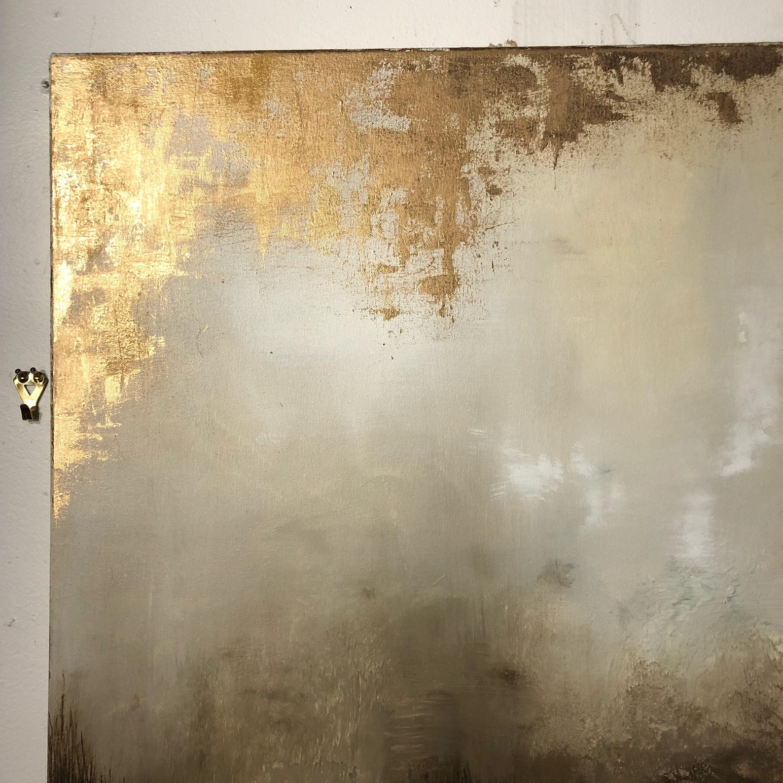 Large Gold Leaf Abstract Painting - 36" X 36" - "far and Away" - by ...