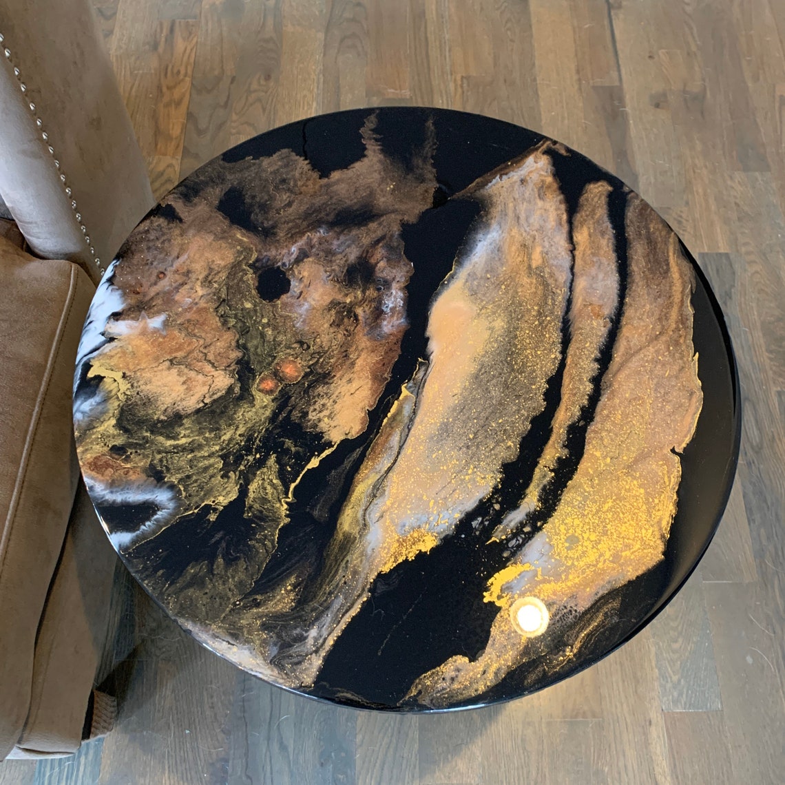 Black Gold Metallic Blush Side Table 23 With Hairpin Legs | Etsy