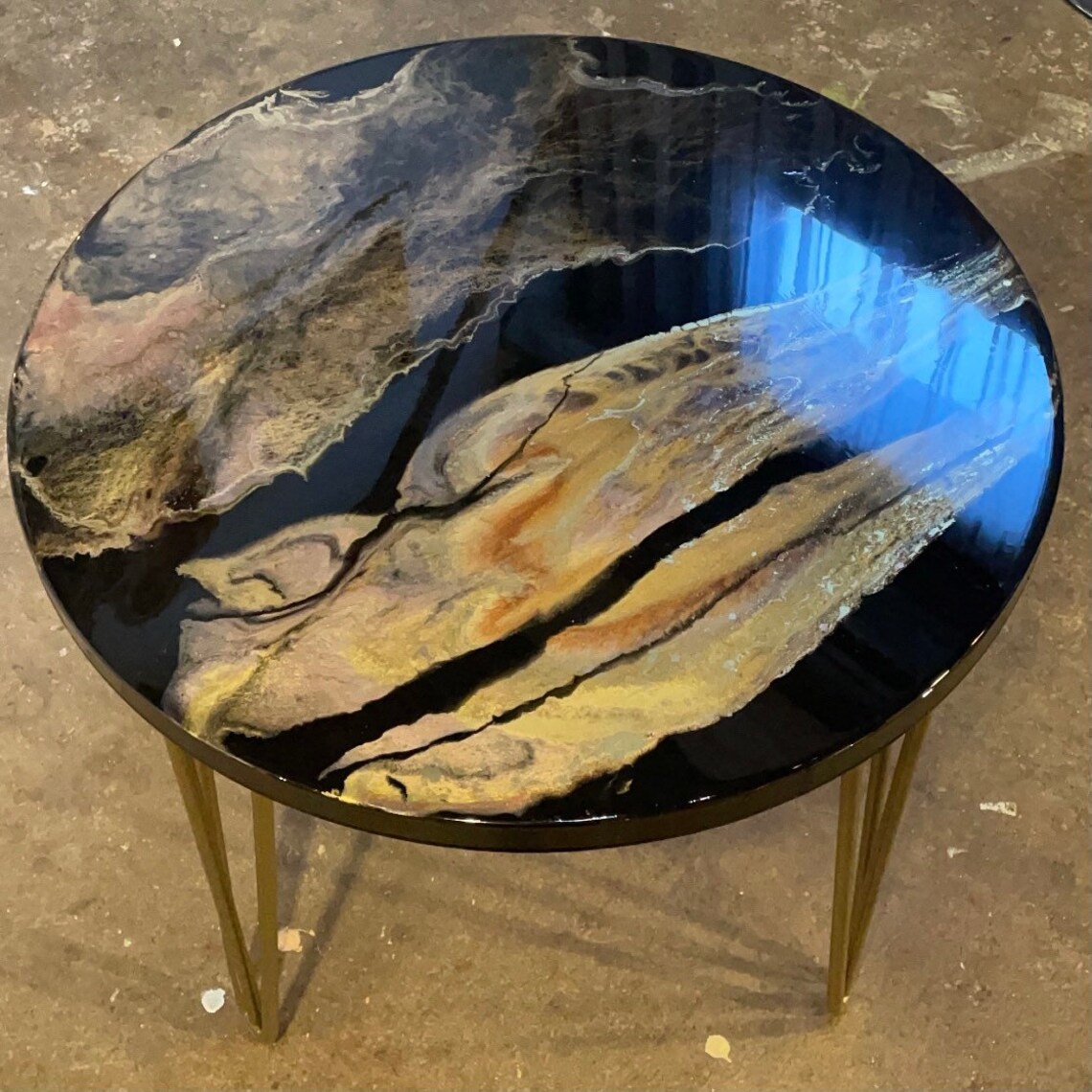 Black Gold Metallic Blush Side Table 23 With Hairpin Legs - Etsy