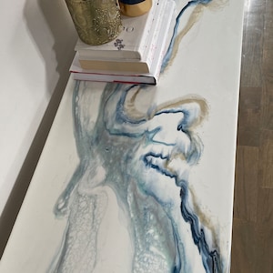 Resin Console Table – Navy Gold Mint Epoxy, Hairpin Legs, Handmade ...