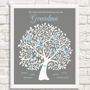 Grandma Family Tree, Personalized Grandma Gift, Christmas Gift for ...