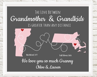 Grandma and Grandpa Map Long Distance Grandparent Gift Gift | Etsy