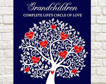 Meemaw and Papa Heart Family Tree Gift for Meemaw & Papa | Etsy