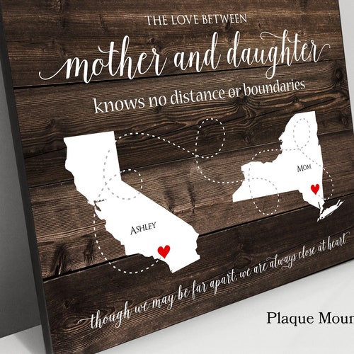Gift for Mom Mother's Day Long Distance Map the Love | Etsy