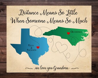 Grandma and Grandpa Map Long Distance Grandparent Gift Gift | Etsy